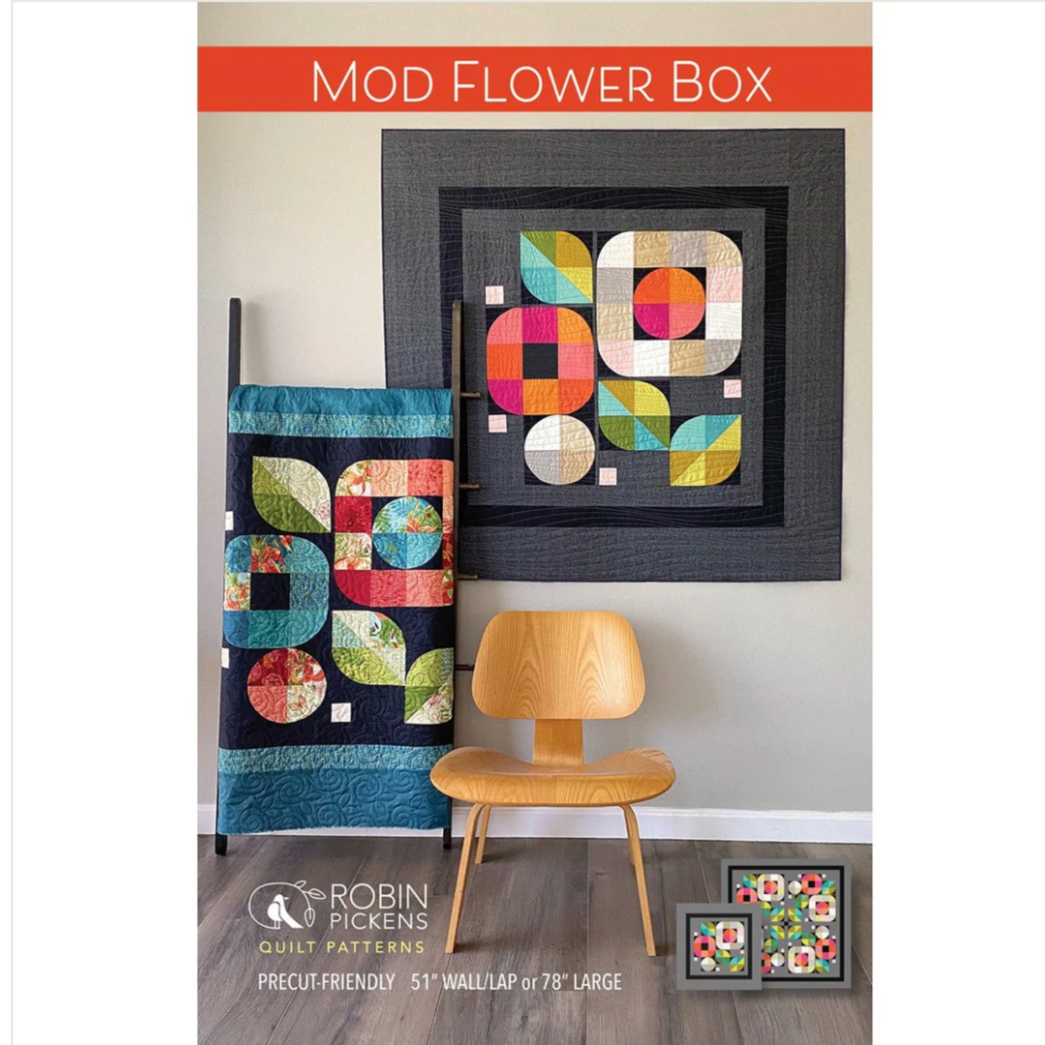 Mod Flower Box Quilt Pattern – 51" or 78" Modern Curved Quilt – IraRobi ...